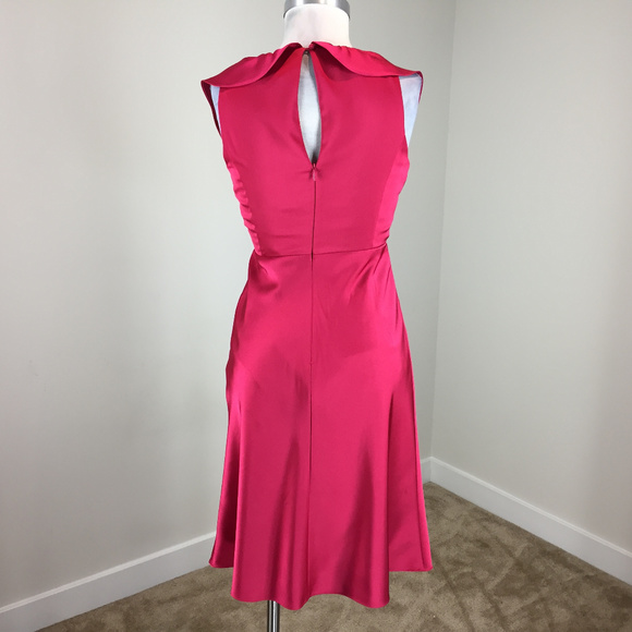 J. Crew | Dresses | J Crew Xs 2 Raspberry Pink Dress Satin Ruffle Neck ...